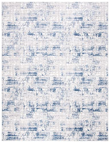 SAFAVIEH Amelia Collection 8' x 10' Blue/Grey ALA786M Modern Abstract Distressed Non-Shedding Living Room Bedroom Dining Home Office Area Rug