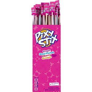 pixy stix candy filled fun straws, grape, maui punch, cherry & orange flavors, 0.42 oz (pack of 85)