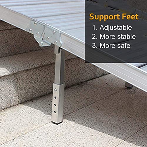 Threshold Ramp, Curb ramp Door Ramp, Portable Ways Ramps, Stairs Wheelchair Threshold Ramps, 5.5ft/6.5ft Long Foldable Aluminum Home Doorways Steps, Extra Wide Loading 300kg ( Size : 1.98m(6.5ft) )