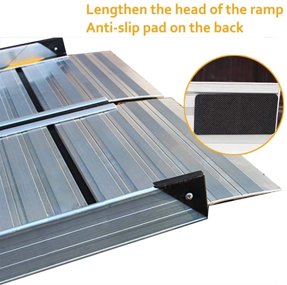 Threshold Ramp, Curb ramp Door Ramp, Portable Ways Ramps, Stairs Wheelchair Threshold Ramps, 5.5ft/6.5ft Long Foldable Aluminum Home Doorways Steps, Extra Wide Loading 300kg ( Size : 1.98m(6.5ft) )