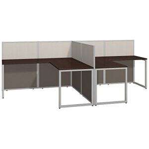 bush business furniture easy office 60w two person l shaped desk open office in mocha cherry