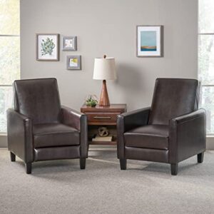 Christopher Knight Home Marshal Contemporary Bonded Leather Recliner (Set of 2), Brown and Dark Brown