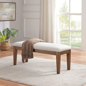 HUIMO Upholstered Entryway Bench, Bedroom Bench for End of Bed, Dining Bench with Padded Seat for Kitchen, Living Room, Fabric Solid Wood Indoor Bench (Beige)