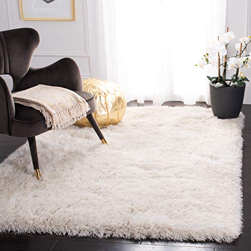 SAFAVIEH Venice Shag Collection 8' x 10' Pearl SG256P Handmade Glam 3-inch Extra Thick Area Rug