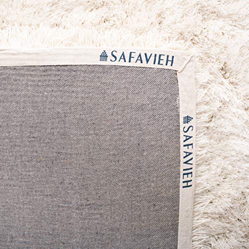 SAFAVIEH Venice Shag Collection 8' x 10' Pearl SG256P Handmade Glam 3-inch Extra Thick Area Rug