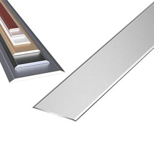 tabker flat saddle floor threshold transition strip for doorways, metal cover trim door bar threshold flooring gaps (color : silver, size : width 5cm/2″)