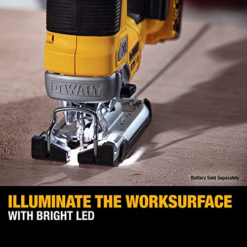 DEWALT 20V MAX XR Jigsaw, 3,200 Blade Speed, Cordless, Brushless Motor, LED Light, Bare Tool Only (DCS334B)