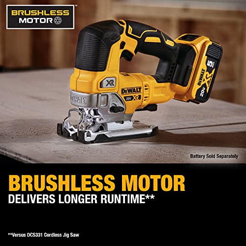 DEWALT 20V MAX XR Jigsaw, 3,200 Blade Speed, Cordless, Brushless Motor, LED Light, Bare Tool Only (DCS334B)