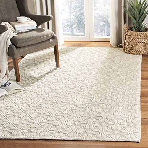 MARTHA STEWART Collection by SAFAVIEH 9' x 12' Ivory MSR3503A Handmade Contemporary Floral Wool Area Rug