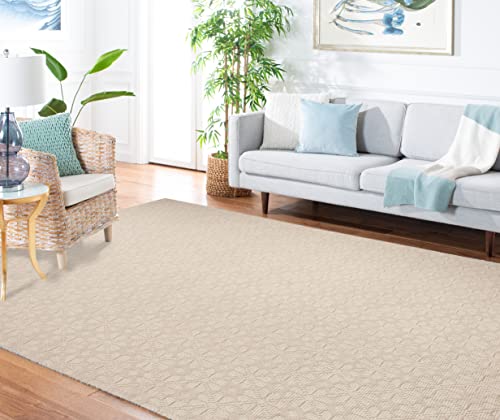 MARTHA STEWART Collection by SAFAVIEH 9' x 12' Ivory MSR3503A Handmade Contemporary Floral Wool Area Rug