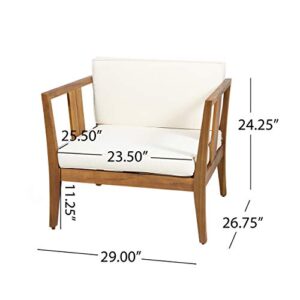 Christopher Knight Home Beatrice Outdoor 4 Seater Acacia Wood Chat Set, Teak and Beige