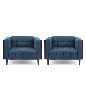 christopher knight home mclarnan club chair sets, navy blue + brown