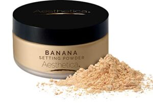 aesthetica banana loose setting powder – flash friendly superior matte finish highlighter & finishing powder – includes velour puff