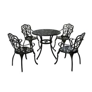 christopher knight home zona outdoor 5 piece cast aluminum dining set, shiny copper