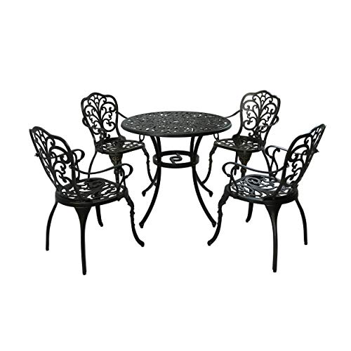 Christopher Knight Home Zona Outdoor 5 Piece Cast Aluminum Dining Set, Shiny Copper