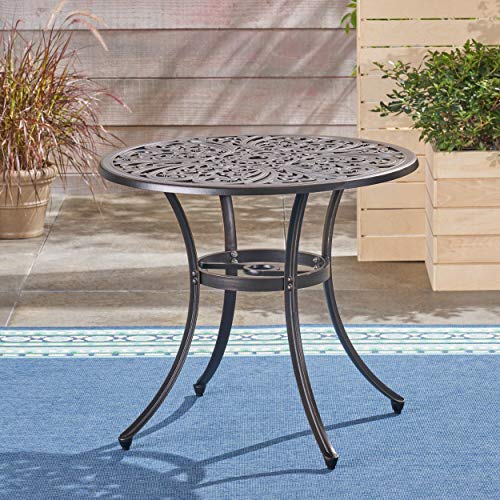 Christopher Knight Home Zona Outdoor 5 Piece Cast Aluminum Dining Set, Shiny Copper