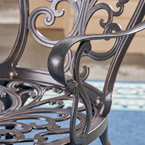 Christopher Knight Home Zona Outdoor 5 Piece Cast Aluminum Dining Set, Shiny Copper