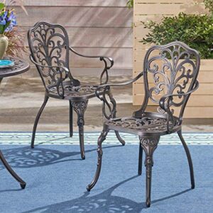 Christopher Knight Home Zona Outdoor 5 Piece Cast Aluminum Dining Set, Shiny Copper