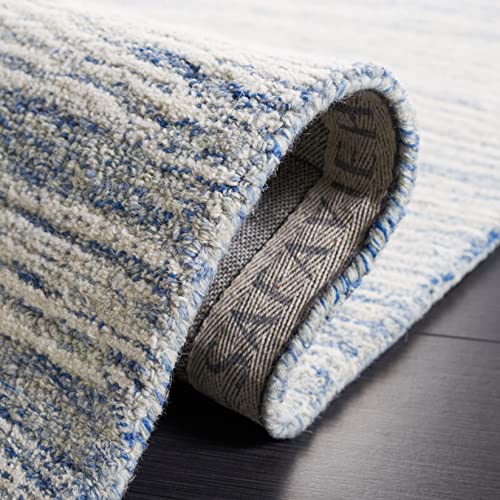 Safavieh Metro Collection 2'3" x 6' Blue/Ivory MET995M Handmade Modern Contemporary Wool Entryway Foyer Living Room Bedroom Kitchen Runner Rug