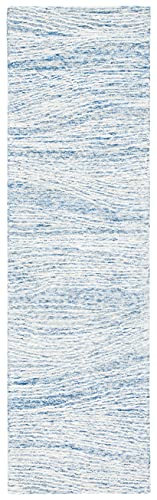 Safavieh Metro Collection 2'3" x 6' Blue/Ivory MET995M Handmade Modern Contemporary Wool Entryway Foyer Living Room Bedroom Kitchen Runner Rug