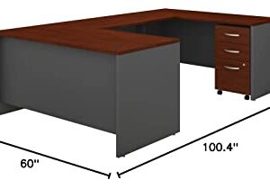 Bush Business Furniture Series C U Shaped Desk with 3 Drawer Mobile File Cabinet, 60W, Hansen Cherry