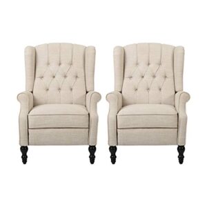 christopher knight home earlean fabric recliner (set of 2), beige, dark brown