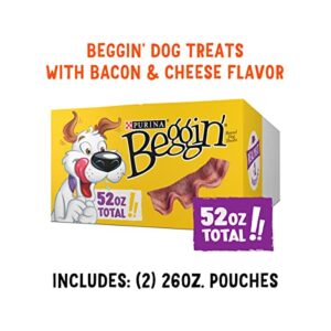 Purina Beggin' Strips With Real Meat Dog Training Treats With Bacon and Cheese Flavors - (2) 26 oz. Pouches