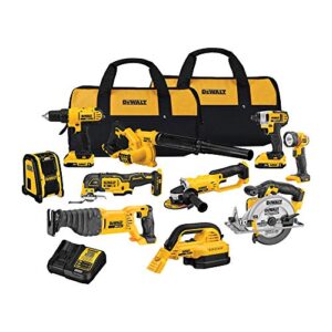 dewalt 20v max power tool combo kit, 10-tool cordless power tool set with 2 batteries and charger (dck1020d2)