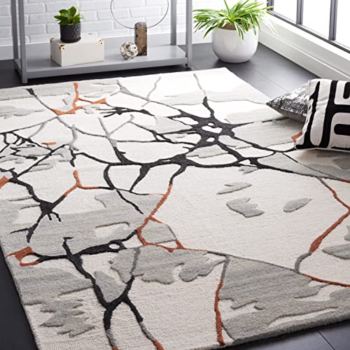 Safavieh Metro Collection 4' x 6' Ivory/Grey MET884F Handmade Modern Contemporary Textured Wool Area Rug