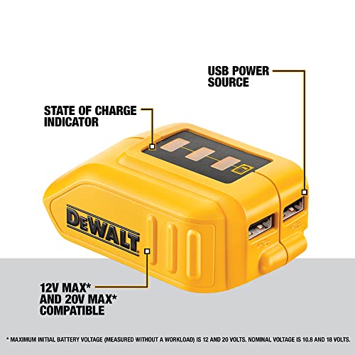 DEWALT 12V/20V MAX* USB Charger, Tool Only (DCB090)