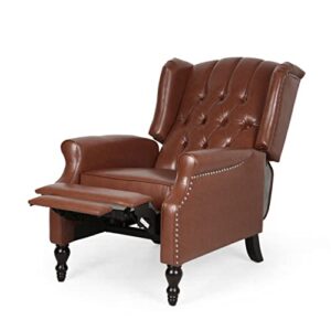 Christopher Knight Home Elaine Contemporary Tufted Recliners (Set of 2), Cognac Brown + Dark Brown