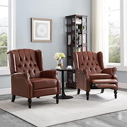 Christopher Knight Home Elaine Contemporary Tufted Recliners (Set of 2), Cognac Brown + Dark Brown