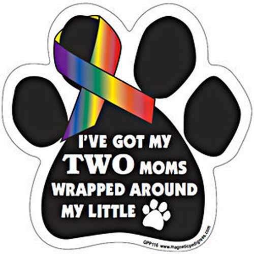 Magnetic Pedigrees I've Got My Two Moms Wrapped Around My Little Paw Car Truck & Mailbox Magnet