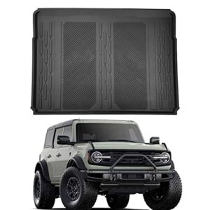 pedigree 3d tpe material cargo mat fits 2021-2022 ford bronco 4-door version all weather rear trunk mat waterproof car floor mat anti-skid odorless rubber carpet (trunk mat)