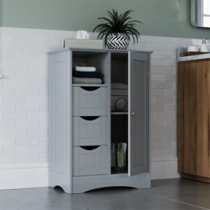 RiverRidge Ashland Collection 1 Door, 3 Drawer, Gray Floor Cabinet