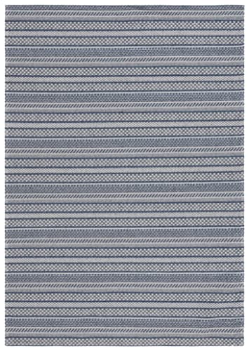 MARTHA STEWART Collection by SAFAVIEH 9' x 12' Navy/Light Grey MSR412N Contemporary Stripe Cotton Area Rug