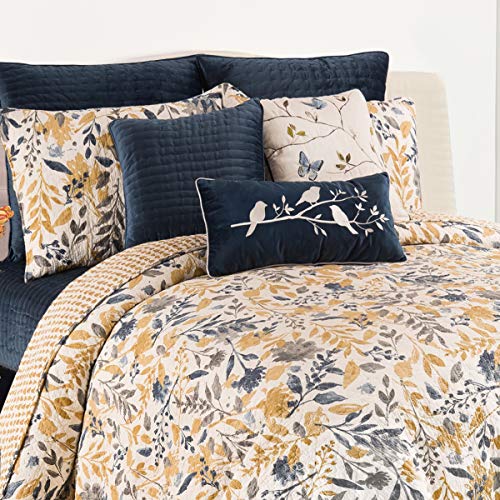 C&F Home Natural Home Full Queen Cotton Quilt Set All-Season Oversized Reversible Floral Leaves Bedding 3 Piece with Shams Full/Queen 3 Piece Set Yellow