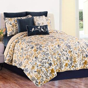 C&F Home Natural Home Full Queen Cotton Quilt Set All-Season Oversized Reversible Floral Leaves Bedding 3 Piece with Shams Full/Queen 3 Piece Set Yellow