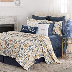 C&F Home Natural Home Full Queen Cotton Quilt Set All-Season Oversized Reversible Floral Leaves Bedding 3 Piece with Shams Full/Queen 3 Piece Set Yellow