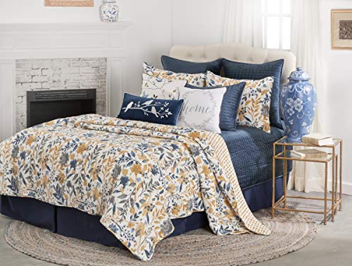 C&F Home Natural Home Full Queen Cotton Quilt Set All-Season Oversized Reversible Floral Leaves Bedding 3 Piece with Shams Full/Queen 3 Piece Set Yellow