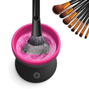 electric makeup brush cleaner machine – alyfini portable automatic usb cosmetic brush cleaner tools for all size beauty makeup brushes set (black)