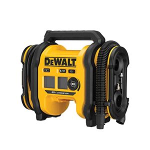 dewalt 20v max tire inflator, compact and portable, automatic shut off, led light, bare tool only (dcc020ib)