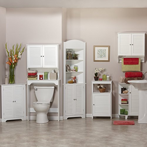 RiverRidge Floor Cabinet with Side Shelves, White