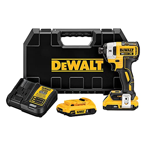 DEWALT 20V MAX* XR Cordless Impact Driver Kit, Brushless, 1/4-Inch, 3-Speed, 2 Batteries (DCF887D2)