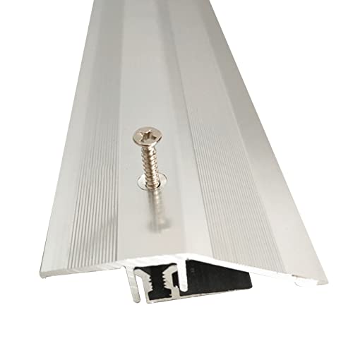 Transition Strip Silver Transition Threshold Strip, Carpet to Wood Non-Slip Floor Edging Trim, Thickening Door Edge Cover with Base & Screws, Easy to Cut