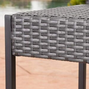 Christopher Knight Home Conrad Outdoor Wicker Barstools, 2-Pcs Set, Grey