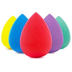 beakey 5 pcs makeup sponge set, foundation blending beauty sponge, flawless for liquid, cream, and powder, multi-colored makeup sponges