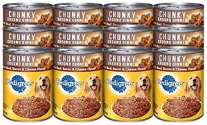 pedigree chunky ground dinner wet dog food – beef, bacon & cheese – 13.2 oz. 12pk – beef, bacon & cheese – 13.2 oz