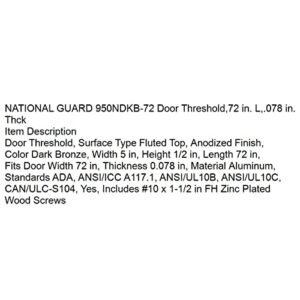 Replacement/950Ndkb-72 Door Threshold,72 in. L.078 in. Thck