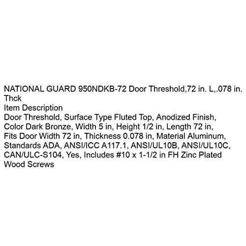 Replacement/950Ndkb-72 Door Threshold,72 in. L.078 in. Thck